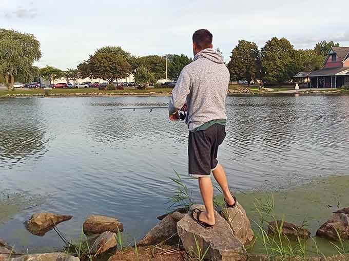 Fishing spots along Bay City's waterways offer peaceful moments and the possibility of dinner, if you're lucky.