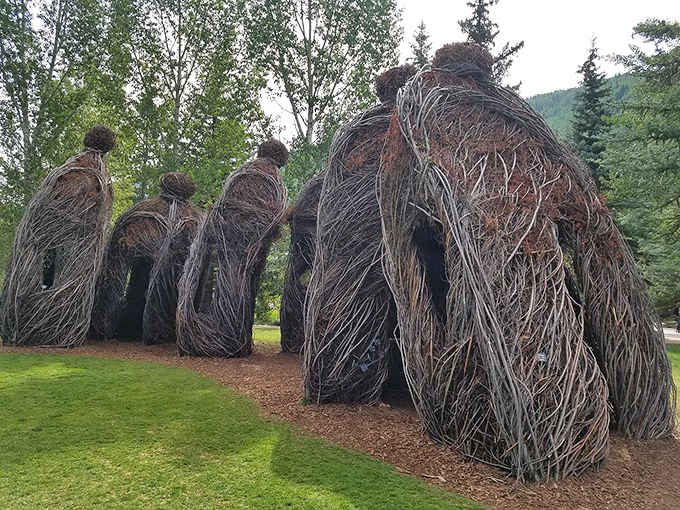These woven willow sculptures add an artistic touch that somehow feels both whimsical and perfectly at home among the gardens.
