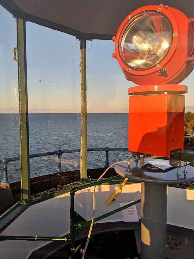 The lantern room still stands watch, its beacon a connection to every keeper who climbed these stairs before you.