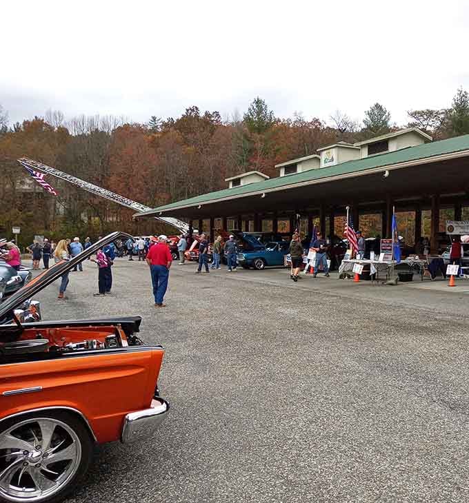 Classic cars gathering at the farmers market pavilion, because apparently nostalgia and fresh produce make excellent companions.