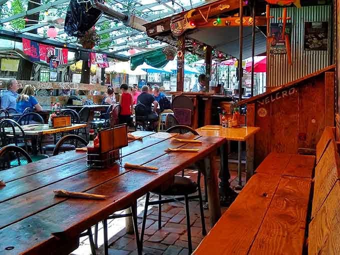 Covered patio dining that protects you from weather while keeping all the outdoor magic completely intact.