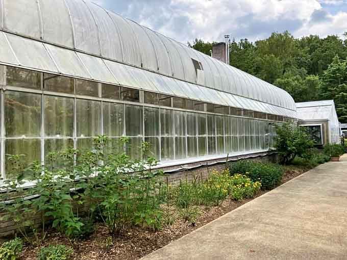 The conservatory exterior promises tropical escapes inside, like a climate-controlled passport to somewhere warmer and greener.