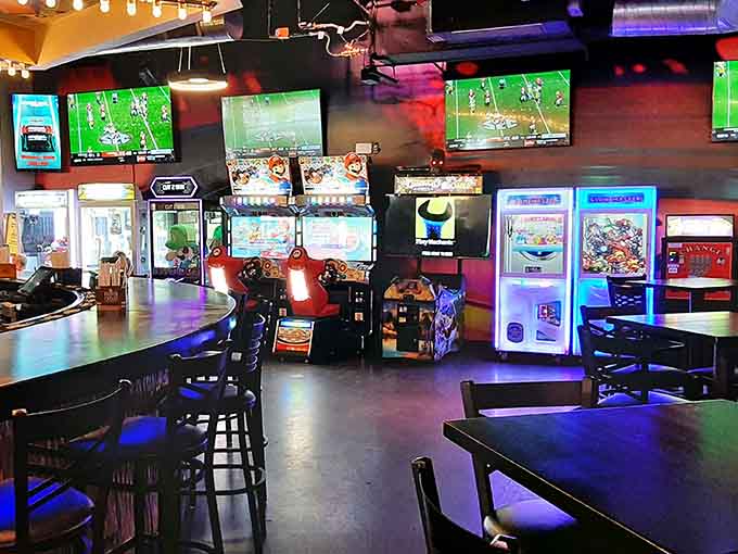 Racing games and screens galore, because some competitions are best settled with steering wheels, not words.