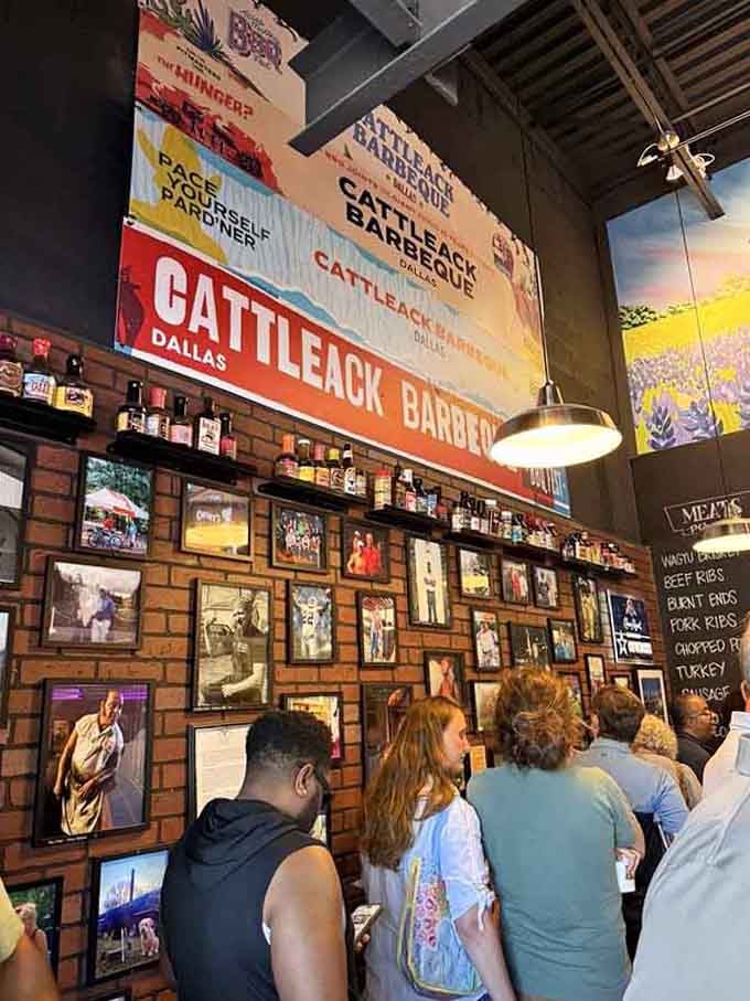 Awards and accolades cover the wall, proof that great barbecue doesn't go unnoticed by those who know their stuff.