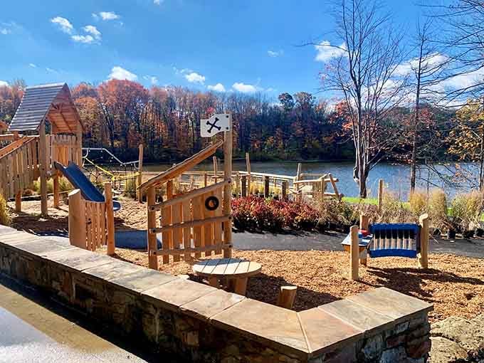 A playground by the water where kids can actually be kids without screens. Revolutionary concept, really.