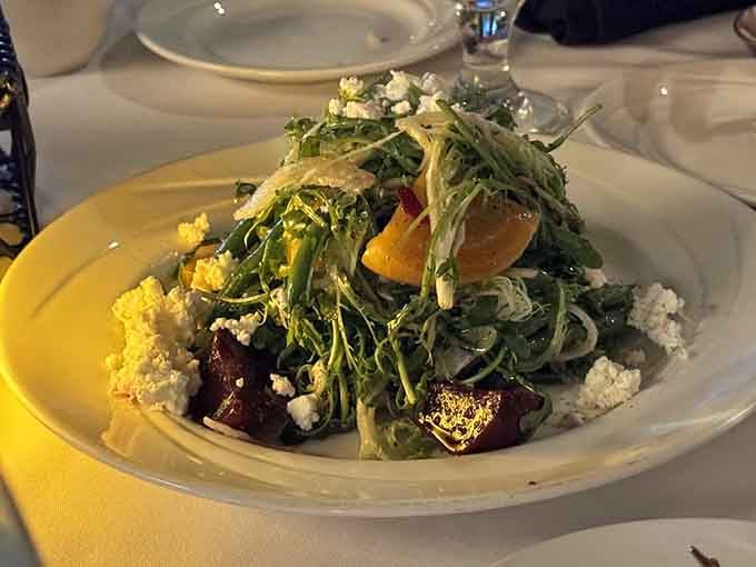 This salad brings together beets, greens, and cheese in a combination that makes vegetables feel like a celebration.