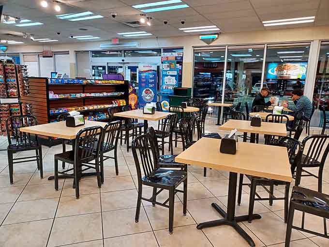 Light-filled dining space where snack aisles meet serious Mexican cuisine in the most delightful way possible.