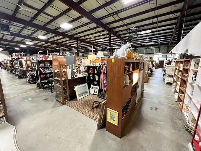 Wide-angle proof that this place goes on forever, with booth after booth of carefully curated collections from passionate dealers.