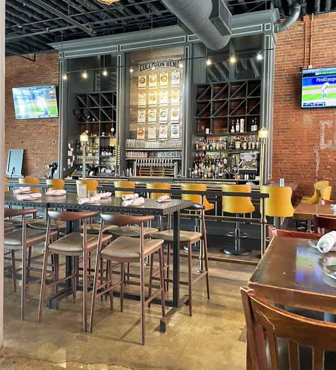 That bar beckons with rows of taps promising liquid adventures, backed by shelves of spirits for the non-beer crowd.