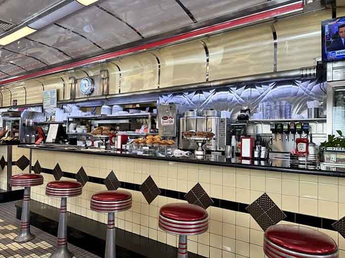 Counter stools that spin are scientifically proven to make coffee taste better, probably, we're guessing here.