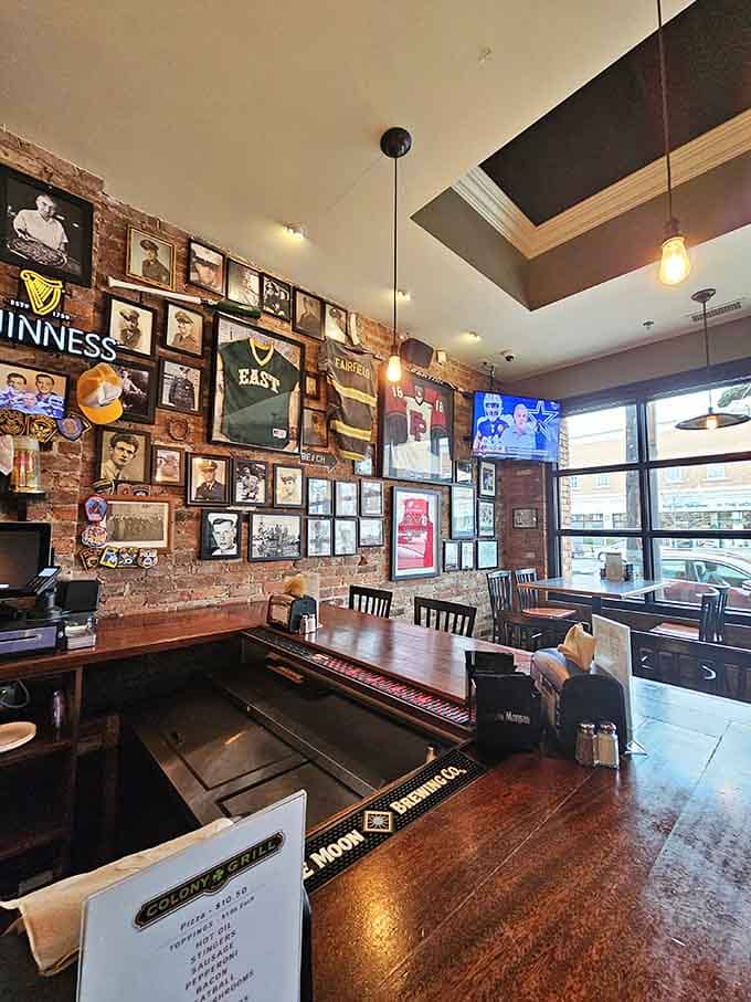 Every inch of wall space tells a story through vintage photographs and memorabilia from decades past.