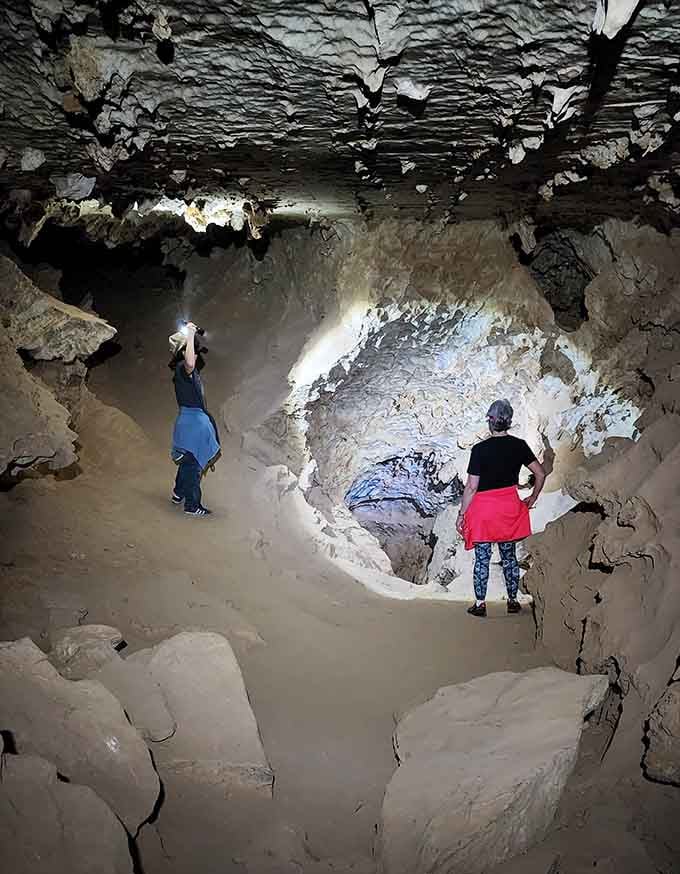 Two adventurers pause to appreciate what millions of years and water can accomplish together.