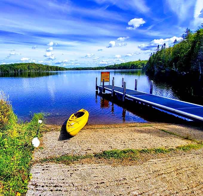 Your boat launch into crystal-clear waters, where the hardest decision is which direction to paddle first.