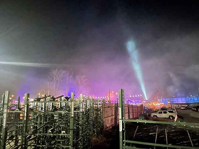 The atmospheric lighting and fog create an otherworldly scene that photographs beautifully while terrifying you in three dimensions simultaneously.