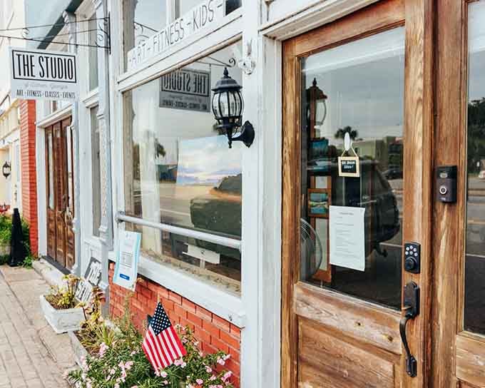 Downtown storefronts maintain that authentic small-town charm without trying to recreate some imaginary past nobody remembers.