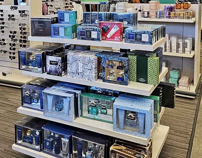 Gift sets arranged like a department store display remind you that smelling good shouldn't require a small fortune.