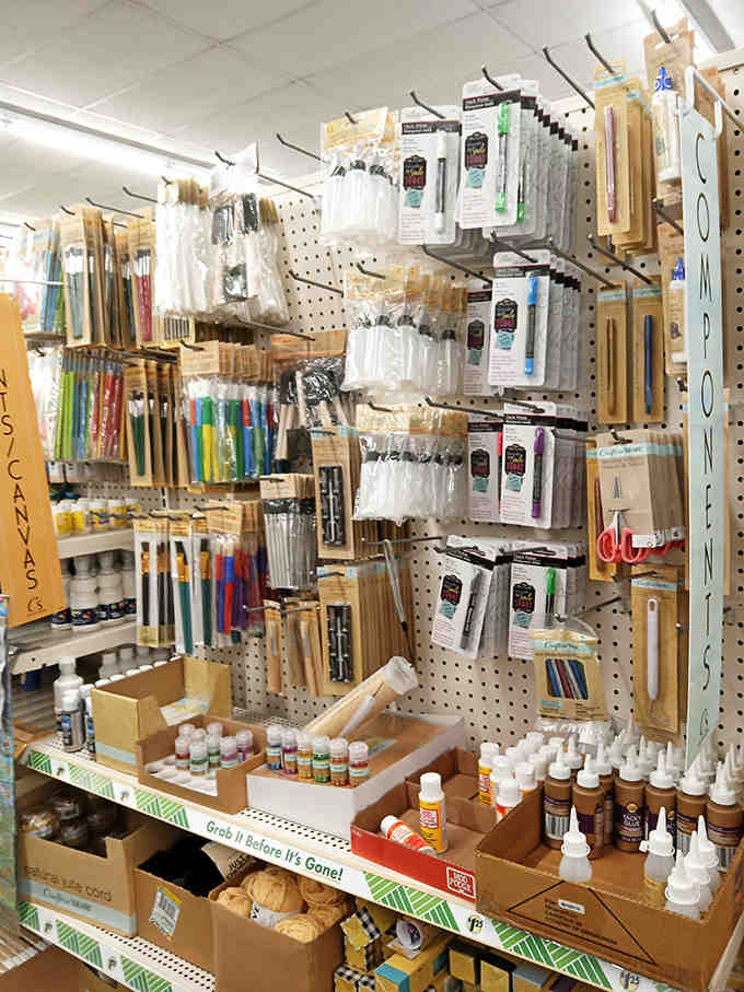 Art supplies and craft materials waiting to unleash creativity without requiring a small business loan first.