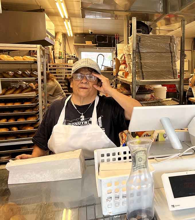 The smile says it all: this is someone who knows they're making people's mornings infinitely better.