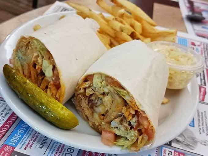 Buffalo chicken wrapped up tight with all the fixings&mdash;portable comfort food that doesn't compromise on flavor or satisfaction.