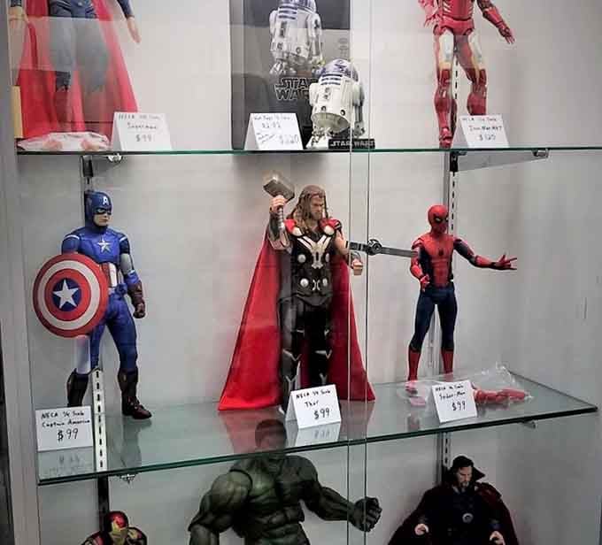 Captain America, Thor, and Spider-Man protecting your childhood memories in collectible form, assembled and waiting for you.