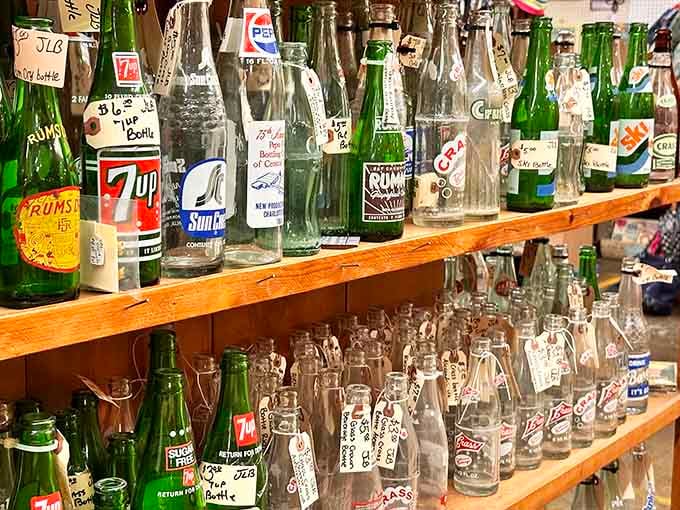 Vintage soda bottles that predate plastic everything&mdash;when 7UP and Pepsi came in glass that actually got returned.