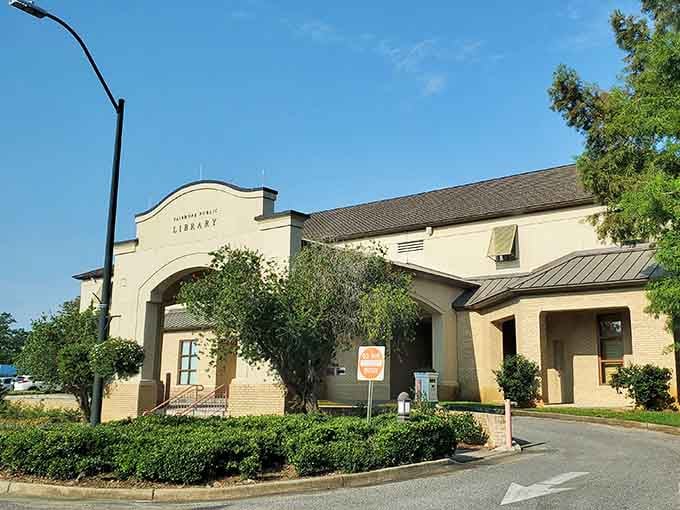 The public library maintains that classic architectural charm while serving as the community's intellectual living room.