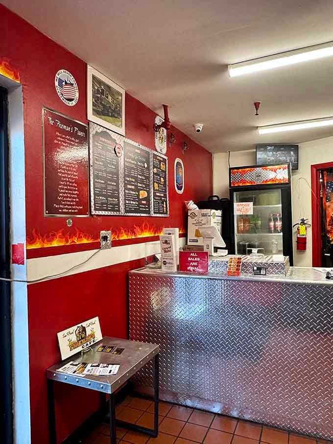 The counter and flame motifs throughout create an atmosphere that's both fun and respectful to firefighters everywhere.