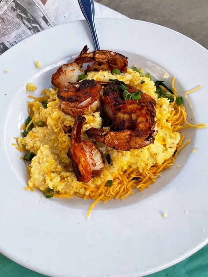 Shrimp and grits so photogenic they deserve their own social media account and dedicated fan following.