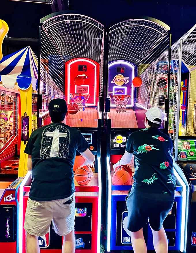 NBA dreams come alive on these hoops, where everyone suddenly shoots like they're auditioning for the Lakers.