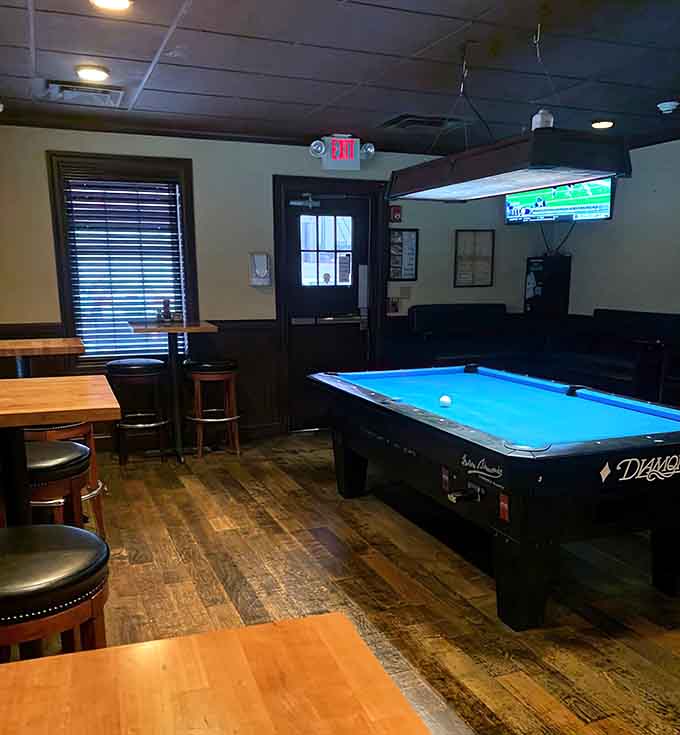 A pool table for when you need to walk off that appetizer before the main course arrives.