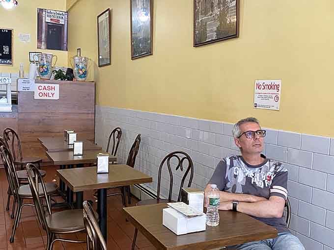 No-frills seating against sunny yellow walls, because when the food's this good, fancy chairs are completely unnecessary.