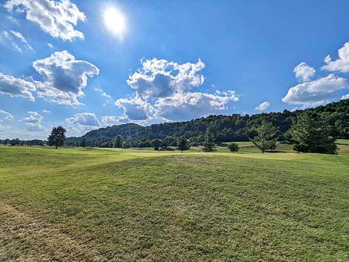Rolling green hills surround Gallipolis, reminding visitors that Ohio's natural beauty rivals its historical treasures perfectly.