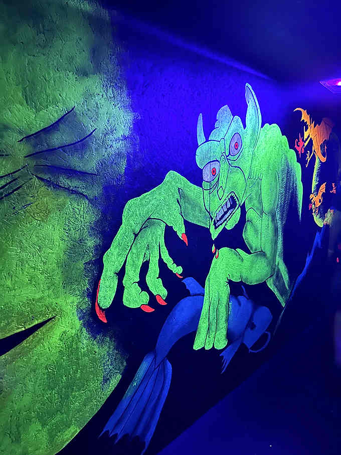 This wall art suggests things are about to get weird, and that's exactly the kind of promise Ghost Outpost delivers.