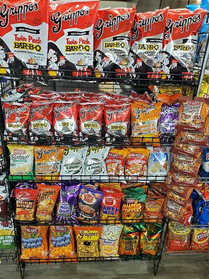 Grippo's chips holding court on these shelves like the regional royalty they truly are in Indiana.
