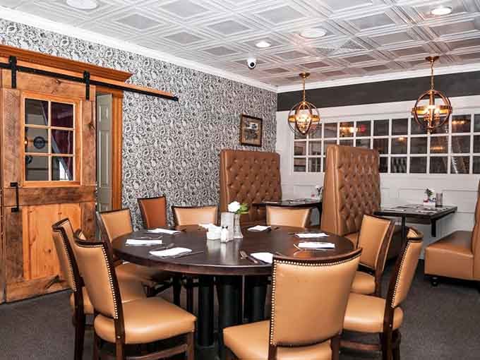 Multiple dining spaces mean you can choose your atmosphere, from intimate booths to open tables for larger groups.