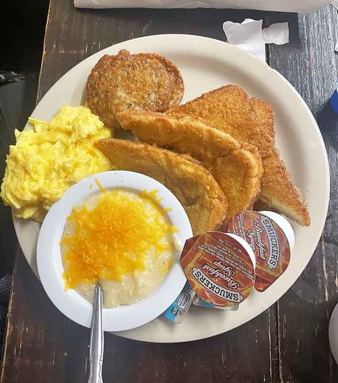 French toast, grits, and sausage create the holy trinity of Southern breakfast that'll fuel your entire day.