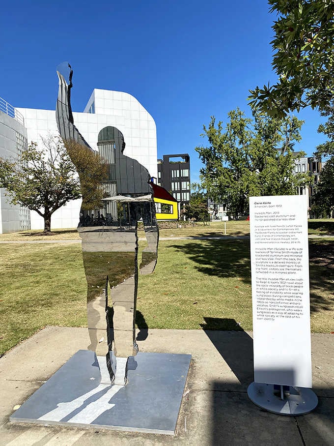 Outdoor sculptures greet visitors before they even step inside, because art shouldn't wait for walls.