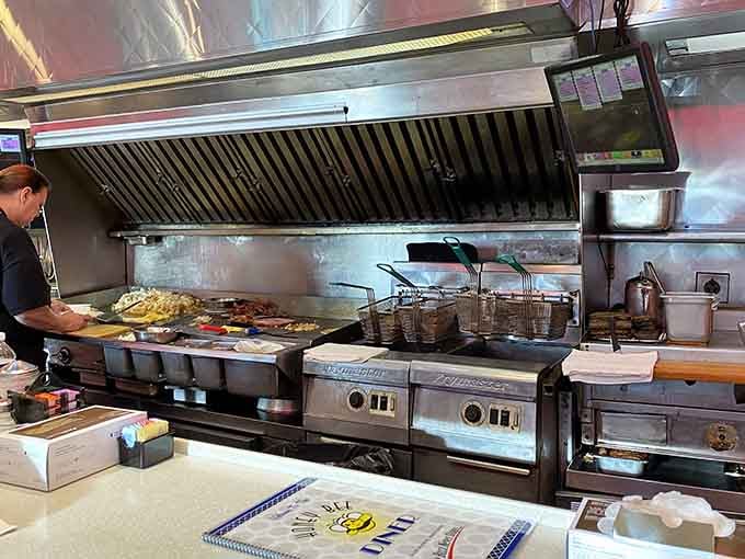 An open kitchen where you can watch the magic happen, because great food has nothing to hide.