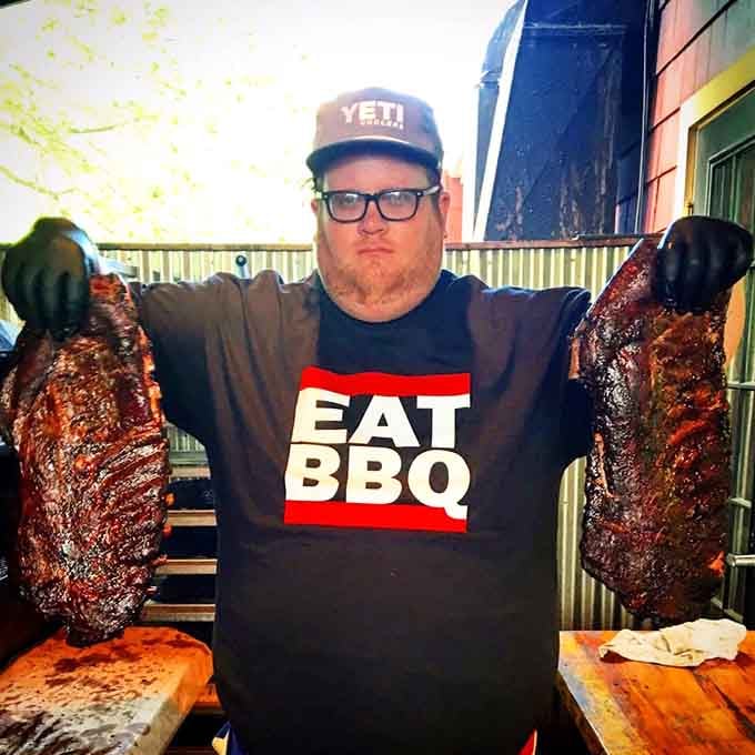 That "EAT BBQ" shirt says it all; this is someone who takes their smoked meat very, very seriously.