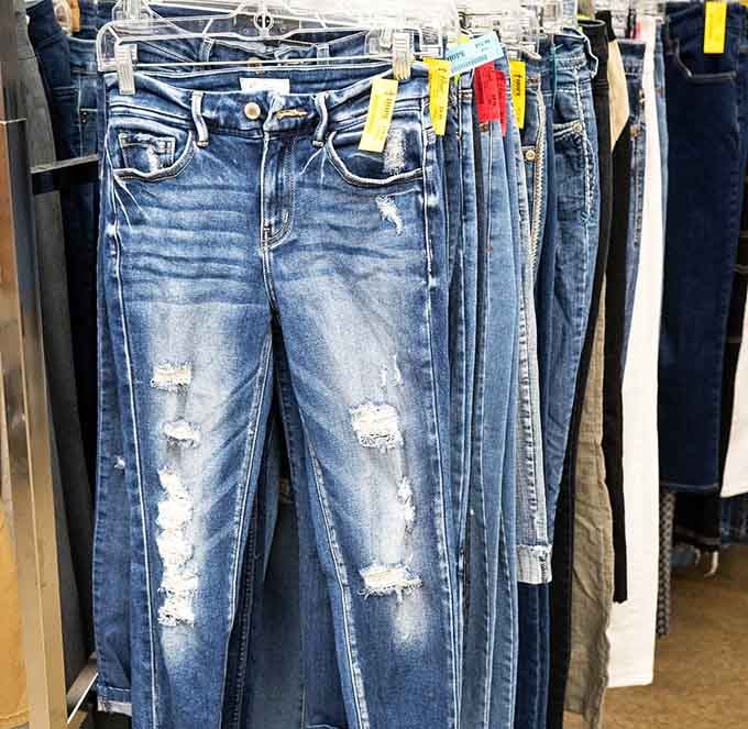 Designer denim at thrift store prices means your wallet stays as comfortable as these jeans will be.