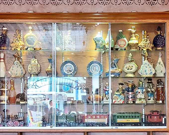 A glass display case filled with vintage treasures tells the island's story better than any history book ever could.