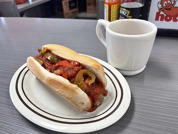 Sometimes the best things in life are simple: a hot dog, some chili, and reasonable expectations met perfectly.