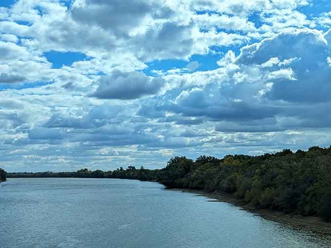 That river in the background is probably just as happy to be in Indiana as you are to see this sign.