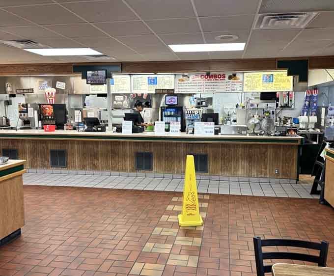 The counter where orders have been called out for decades, no touchscreens or apps required here.