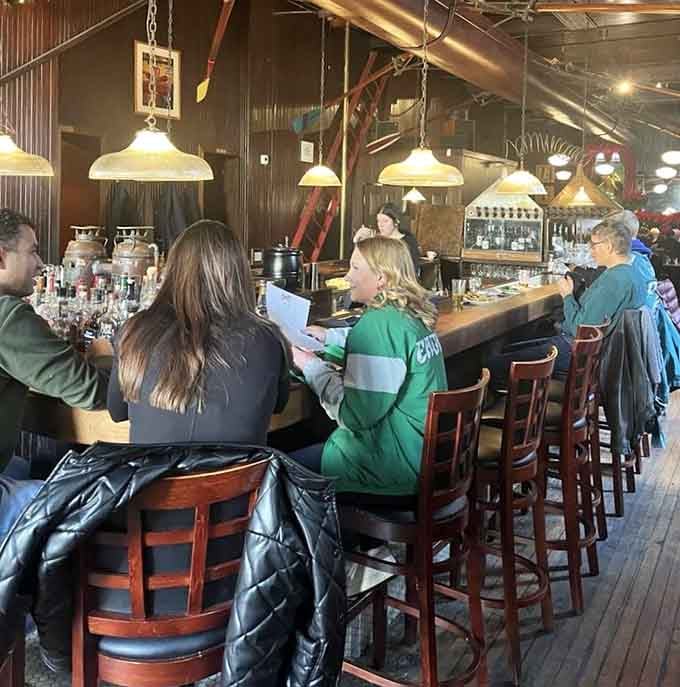 Pull up a barstool at this gorgeous wooden bar where the lighting and atmosphere are calibrated for maximum relaxation.