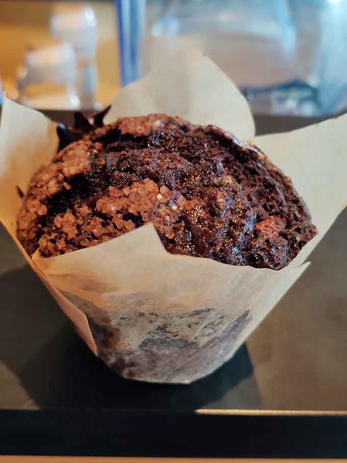 A chocolate muffin this rich deserves its own moment of appreciation and silence.