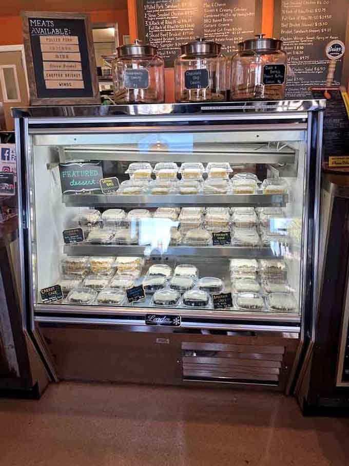 The dessert case tempts you to save room, though after all that barbecue, that's easier said than done.