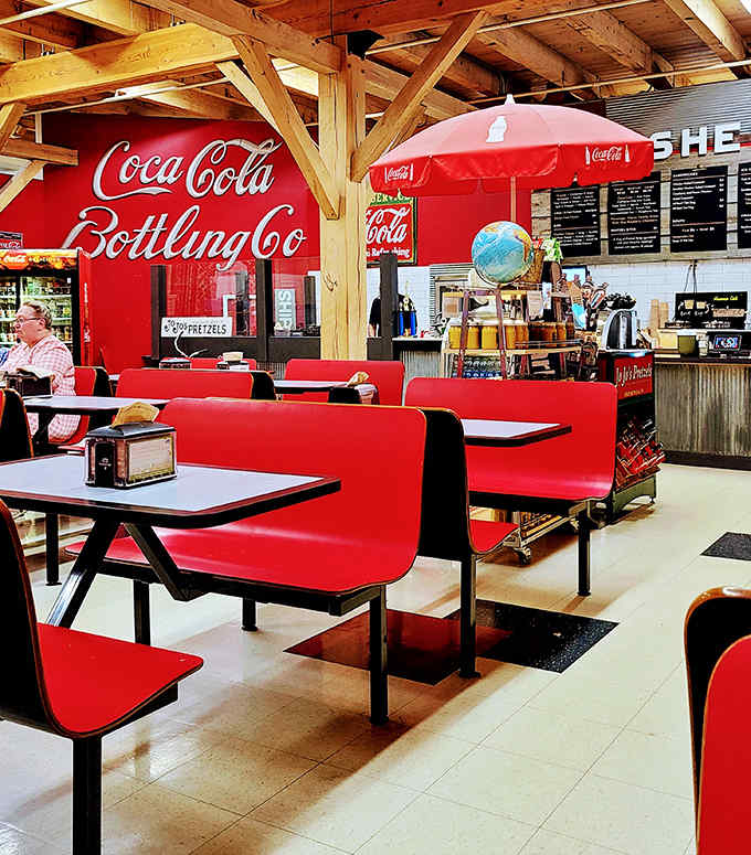 That classic Coca-Cola umbrella and retro vibe make every pretzel feel like a special occasion worth celebrating properly.