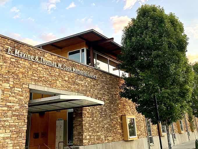 Modern library proving that small cities can have nice things without charging residents an arm and a leg.