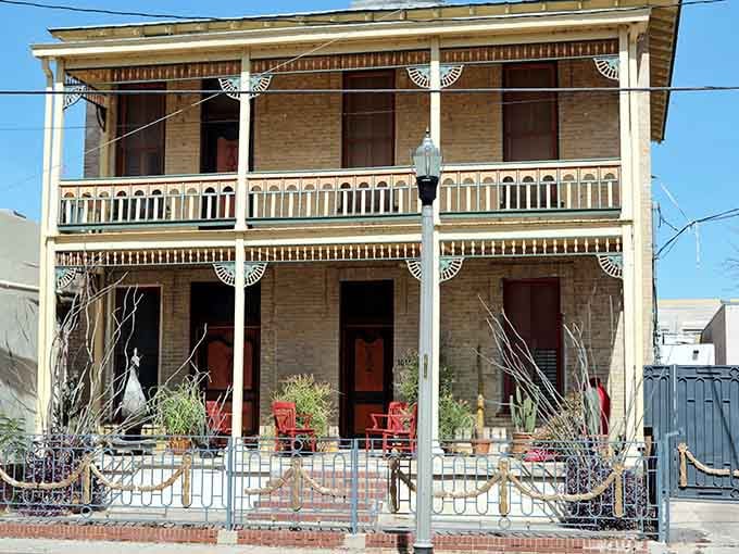 The Grand House's ornate Victorian balcony showcases the architectural treasures hiding throughout Laredo's historic neighborhoods.